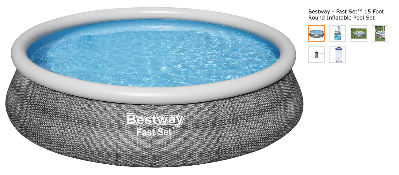Fast Set™ 15 Foot Round Inflatable Pool Set | Uniontown Liquidation ...